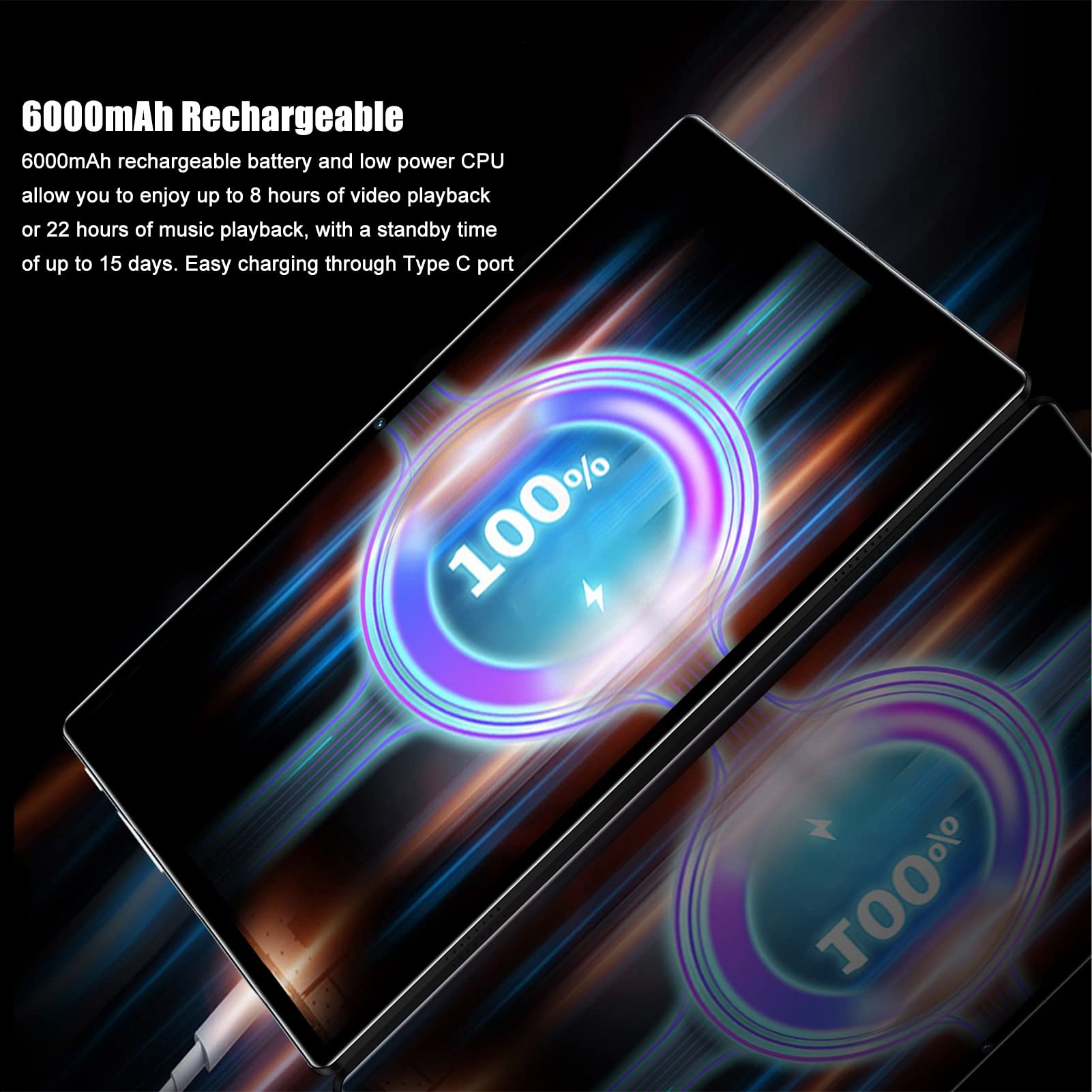 Kufoo 10.1 Inch Tablet 2.4 5G Dual Band WiFi for Android11 HD 1960x1080IPS Call Tablet for Office (US Plug)