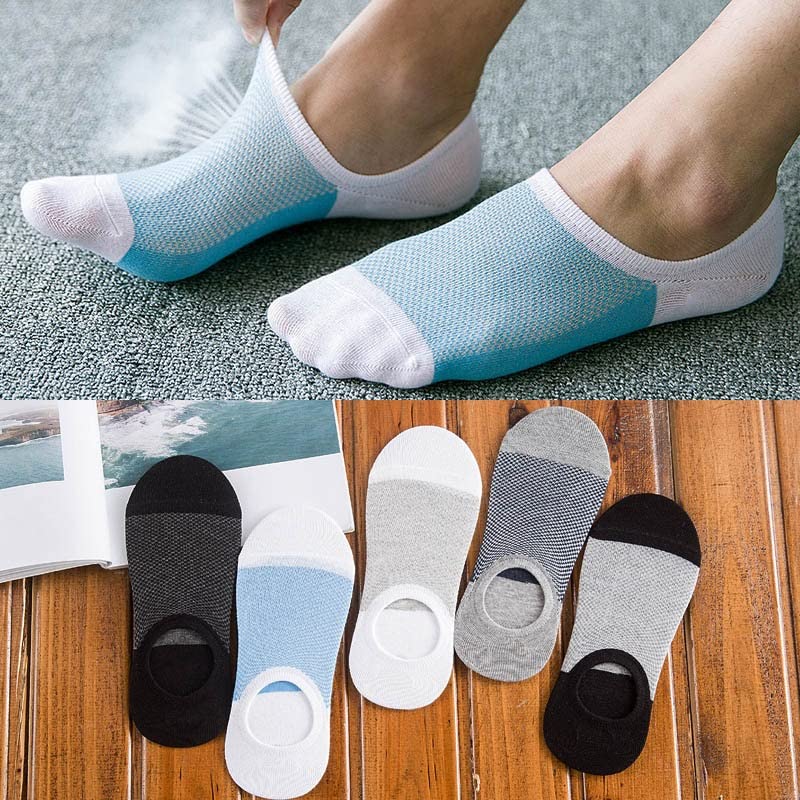 GPPZM 5 Pairs/lot Men Summer Socks Cotton Boat Socks Male Mesh Socks