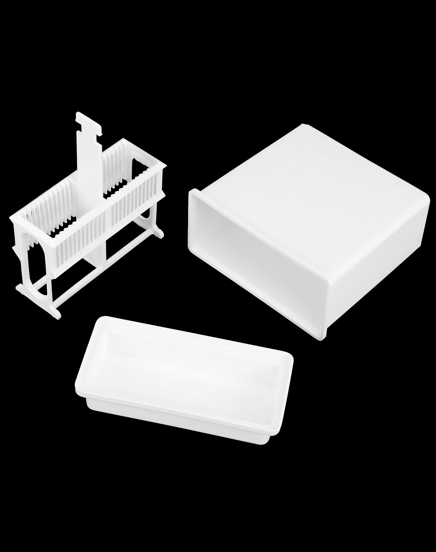 QWORK Microscope Slides Staining Jar and Rack, 4 Pcs 24-Slots, White