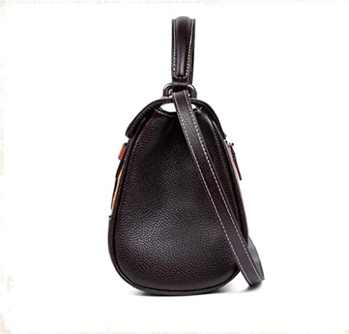 GPPZM Hand Embossed Women's Bag Retro Versatile Handbag Shoulder Messenger Bag (Color : Black, Size : 26(L)*17.5(H)*9.5(W) cm)