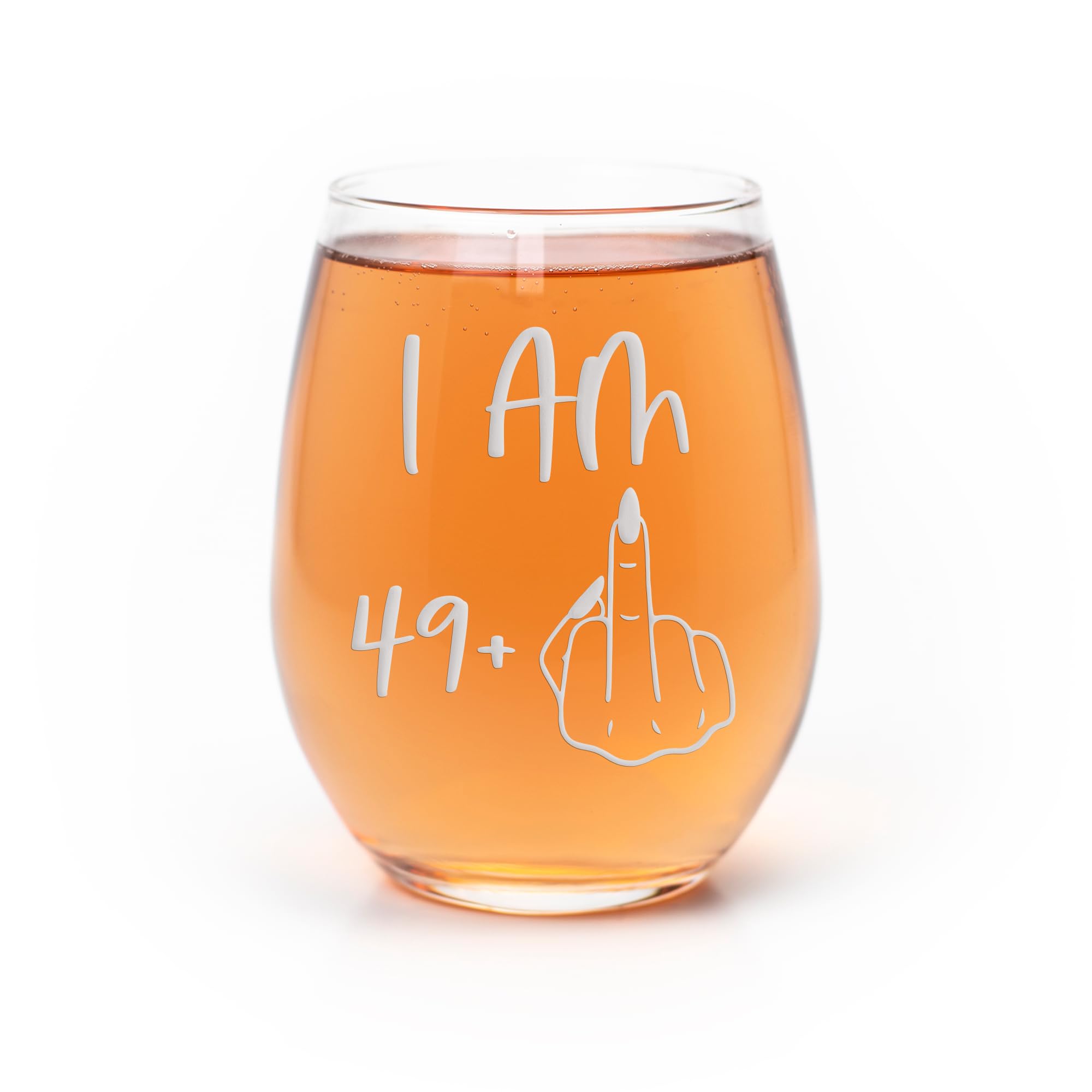 Im 49 Plus 50th Birthday Stemless Wine Glass - 50 Birthday Gift, Gift Ideas for Women Turning 50, Turning 50 Gag Gift