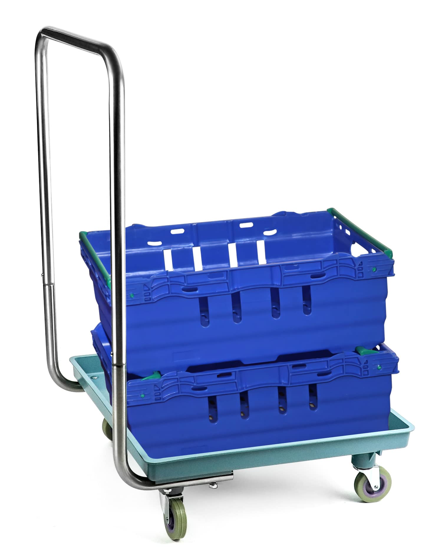 QWORK Warewashing Rack Dolly, 2 Pack, 21.26" x 21.26" x 34.65", 200 Lbs Load Capacity, with Detachable Handle and 4 Swivel Casters, 1 Pack