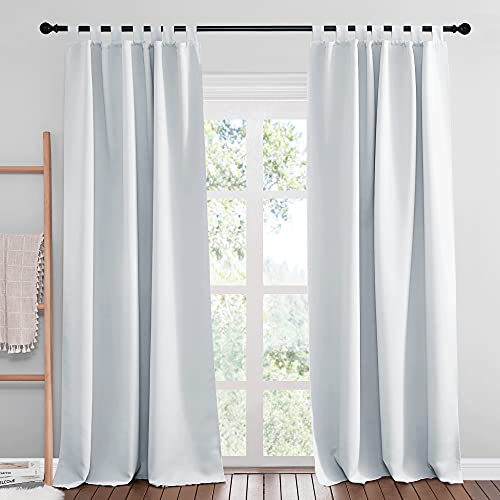 NICETOWN Indoor Curtain Waterproof with Tab Top Design, Thermal Insulated Sunlight Block Patio Curtain for Keep Warm in Winter & Keep Cool in Summer (1 Pack, W52 x L84, Greyish White)