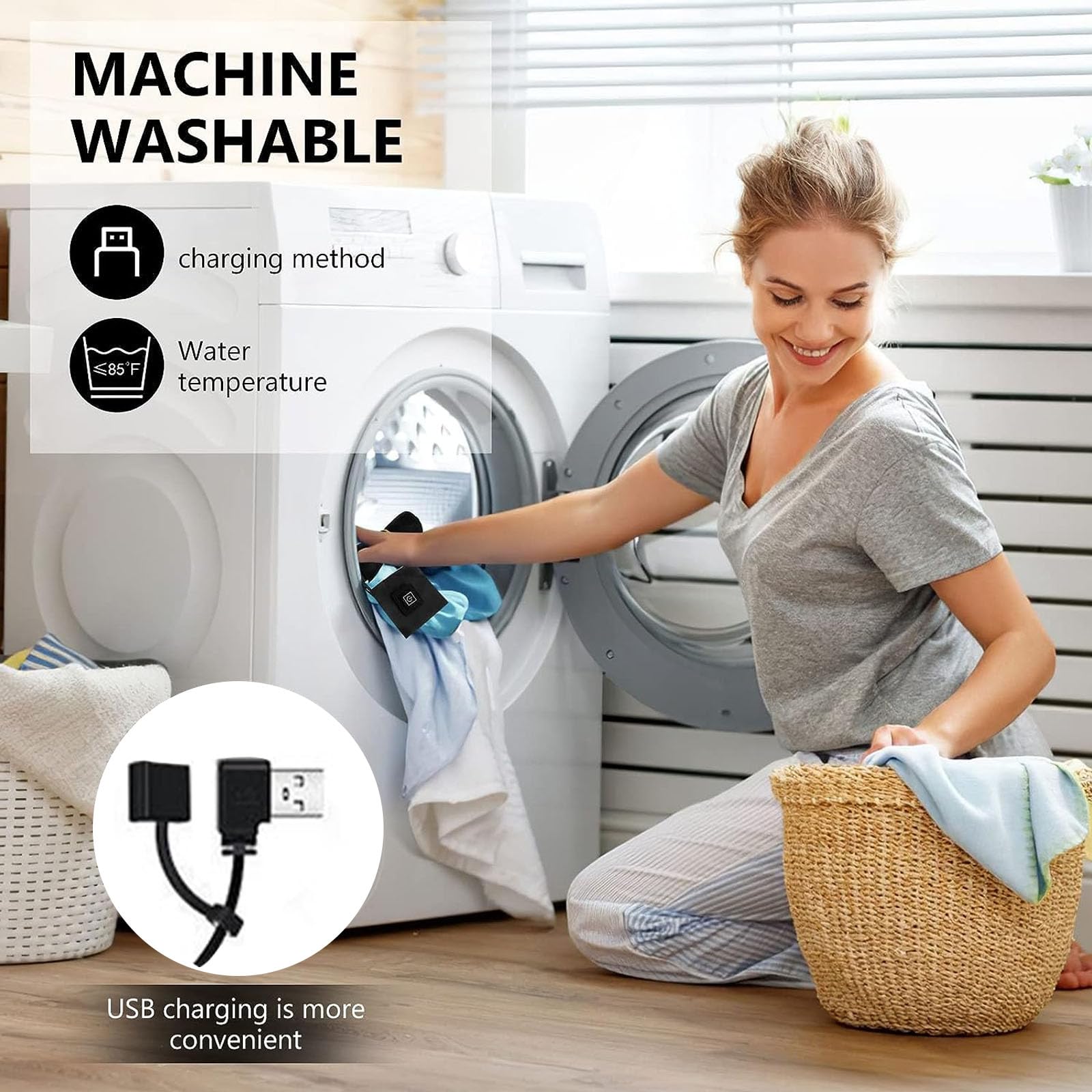 Electric Heating Pad, DDSKY 3 Gear Temp USB Clothes Heating Pad Carbon Fiber Heated Clothes Pad Thermal Cloth Vest Heated Jackie