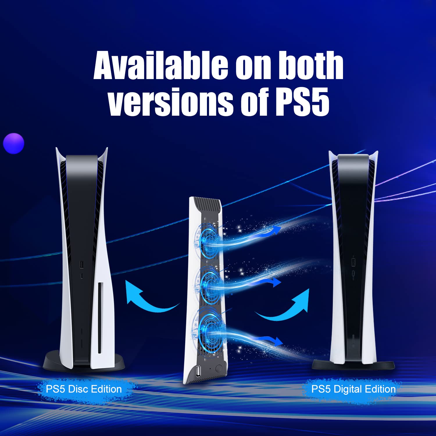 IQIKU PS5 USB HUB + PS5 Controller Charging Station + PS5 Cooling Fan Bundles