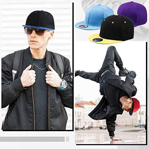 Hicarer 30 Pcs Hats for Men, Flat Cap Bulk Plain Flat Brim Baseball Caps(Bright Color, Stylish Style) Solid Colors