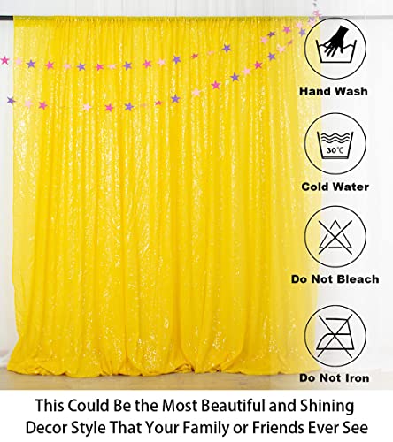 Yellow Glitter Backdrop Curtain Photo Backdrop 4FTx7FT Sequins Shimmer Curtains for Backdrop -1011E