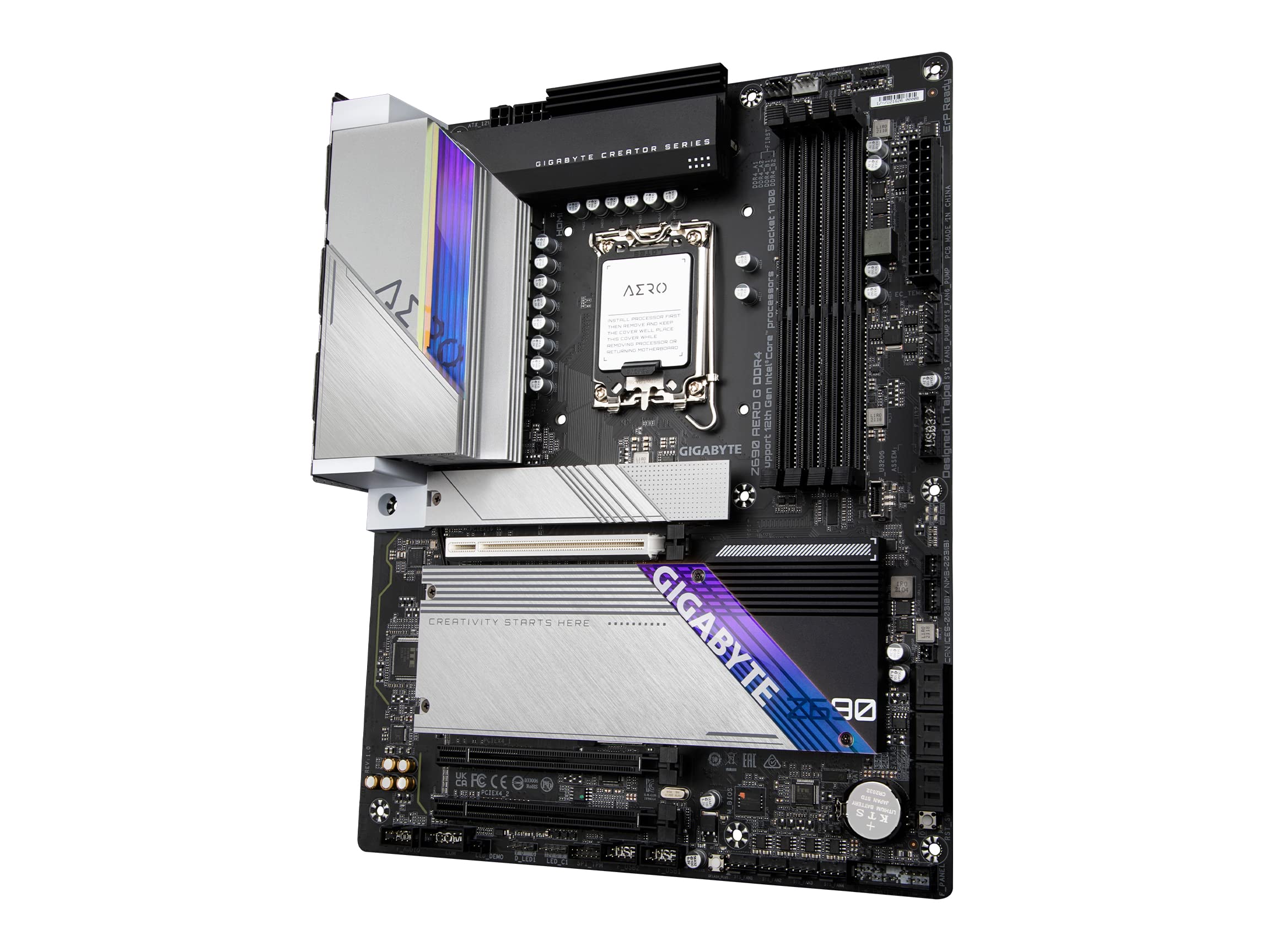 GIGABYTE Z690 AERO G DDR4 (LGA 1700/ Intel Z690/ ATX/ DDR4/ Quad M.2/ PCIe 5.0/ USB 3.2 Gen2X2 Type-C/ WiFi 6/ Intel 2.5 GbE LAN/ Motherboard)
