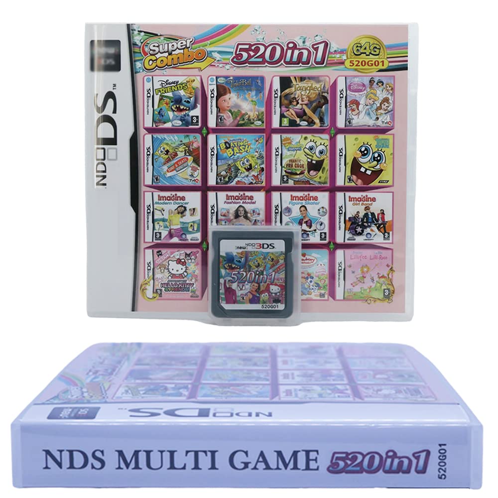 In 1 Nintendo Ds Game Cartridge 520 in 1 3Ds Game Pack Cartridge, Game Pack Card Super Combo for Most Nintendo DS / 2DS / 3DS Console (Reproduction)