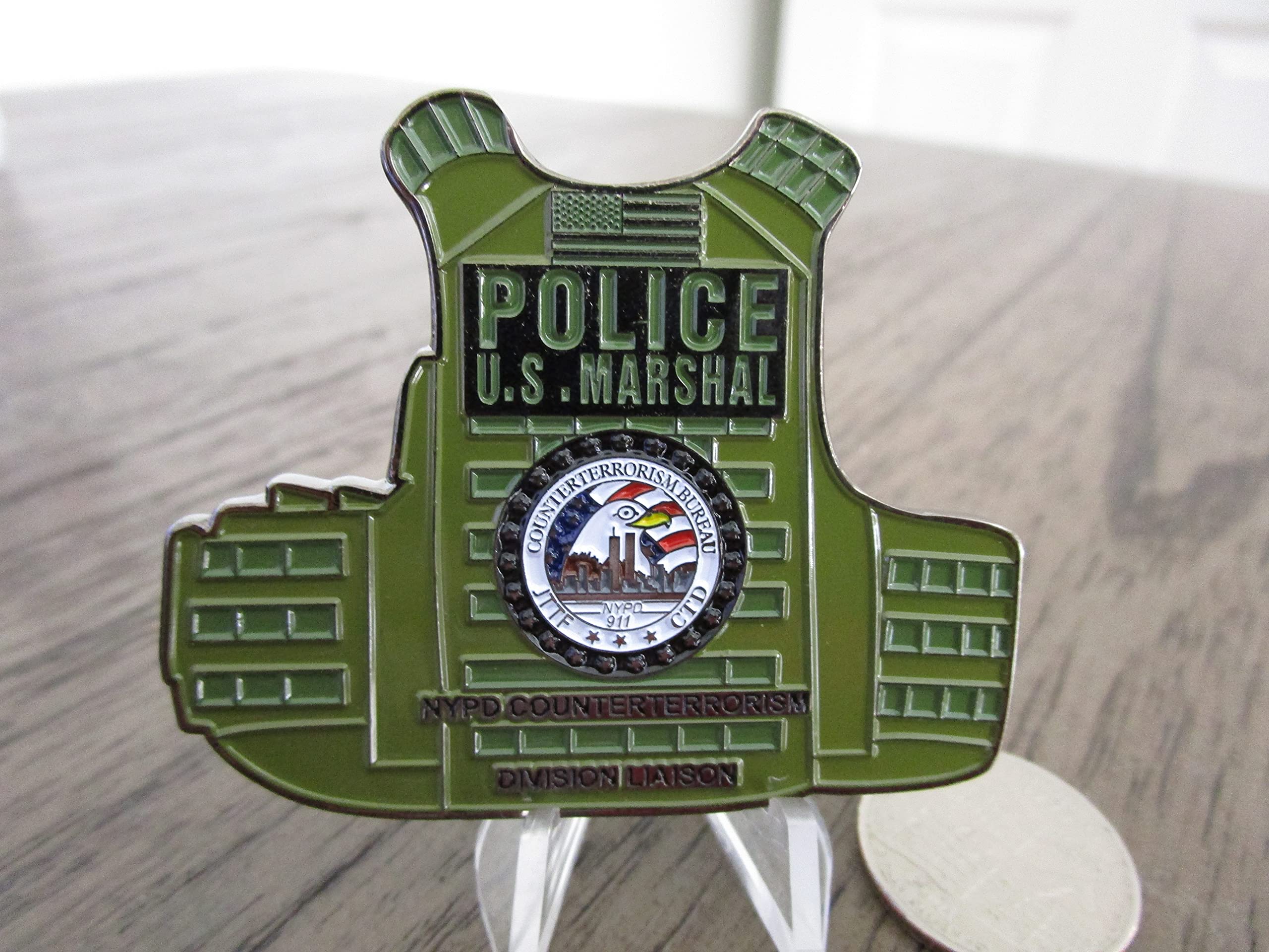 Police US Marshal New York Police Departmen Counter Terrorism Division Liason Tactical Vest Challenge Coin