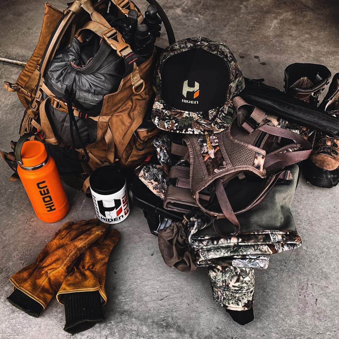 HIDEN Camo Flat Bill Hats for Men, Black Trucker Hat, Snapback Hat - Stealth Camo
