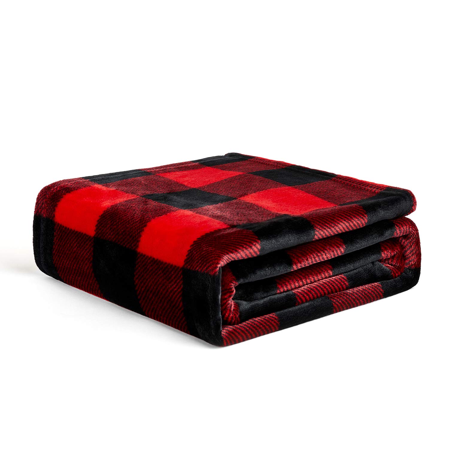 FFLMYUHUL I U Fuzzy Throw Blanket with Super Soft and Warm Throw Flannel Blanket … (Tz01-red Check, 50" L x 60" W)