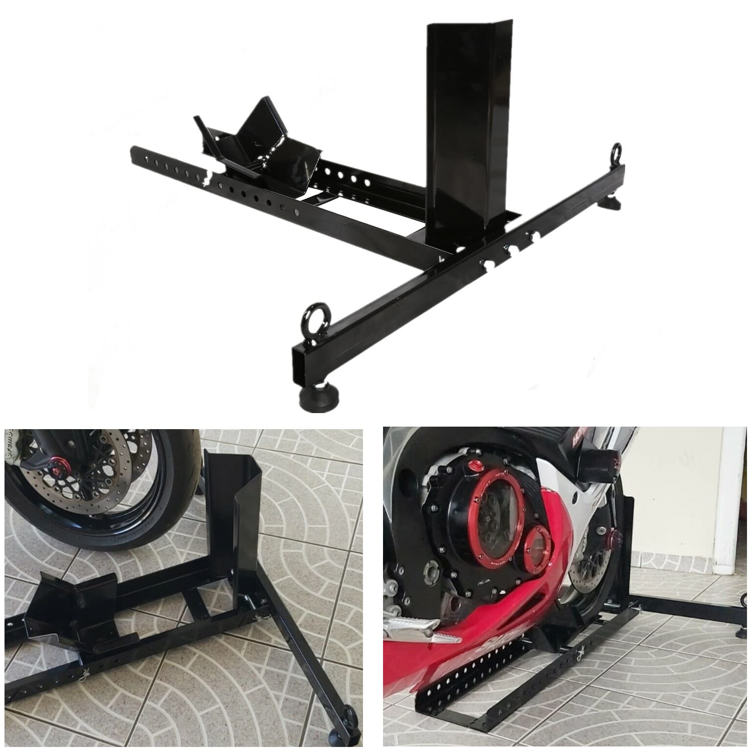 EGO BIKE Adjustable Motorcycle Wheel Chock Upright 1800lb Capacity Adjustable Motorcycle Stand Wheel Tire Chock for 15"-22" Wheels