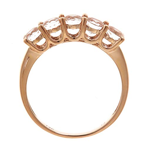 Gin & Grace 10K Rose Gold Genuine Morganite Ring for women | Ethically, authentically & organically sourced (Round-cut) shaped Morganite hand-crafted jewelry for her | Morganite Ring for women