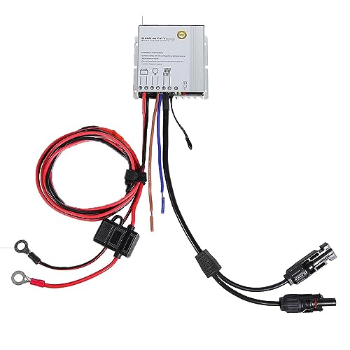 LensunSolar Waterproof 10A 12V Bluetooth MPPT Solar Charge Controller Regulator with Battery Alligator Clips and Standard Solar Connectors for Lithium-ion LiFePO4 AGM Gel Lead-Acid Vehicle Batteries