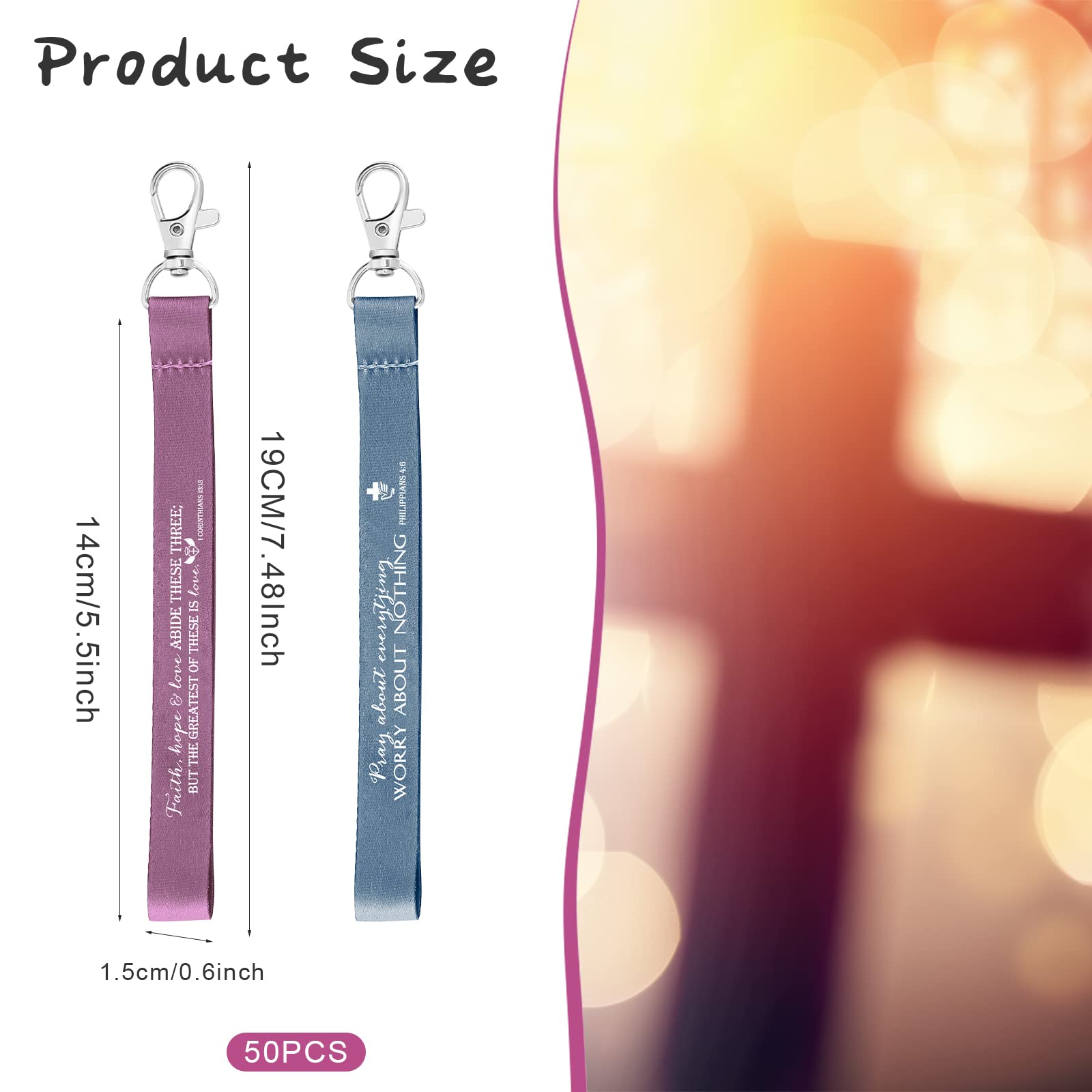 Inbagi 50 Pieces Christian Bible Verse Religious Biblical Keychain Bulk Fathers Day Gift for Men Church Favors(Fresh Colors)