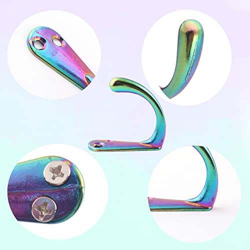 YEWIN 12pcs Rainbow Metal Wall Hooks-Vintage Mounted Hook Hangers with 24pcs Screws for Robe Coat, Towel, Hanging Hat, Cap, Scarf, Cup, Key, Bag (Rainbow 12pcs)