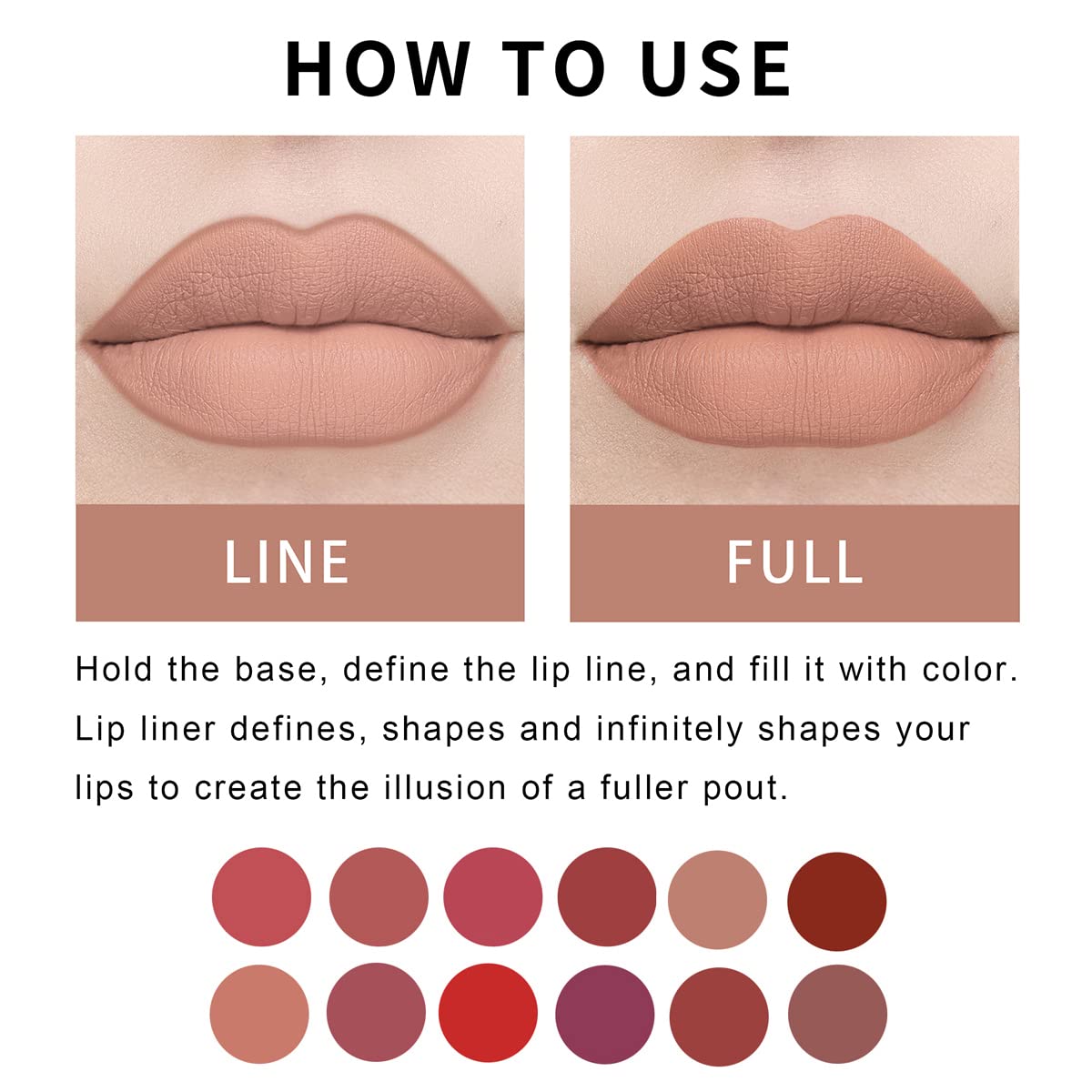 NICEFACE 12 Colors Matte Lipstick Pen Set, High Pigmented Smooth Natural Velvet Lip Liner, Waterproof Long Lasting Soft Lip Makeup Lipliner Set