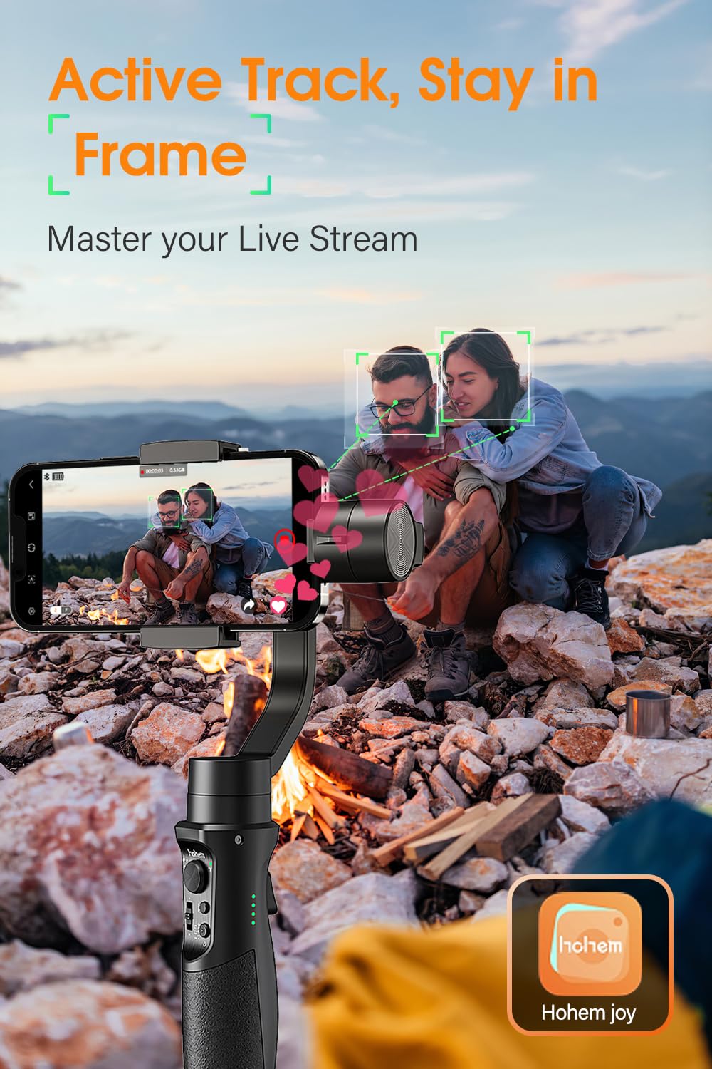 Gimbal Stabilizer for Smartphone, 3-Axis Phone Gimbal for Android and iPhone 15,14,13,12 PRO, Stabilizer for Video Recording with Face/Object Tracking, 600 °Auto Rotation - hohem iSteady Mobile Plus