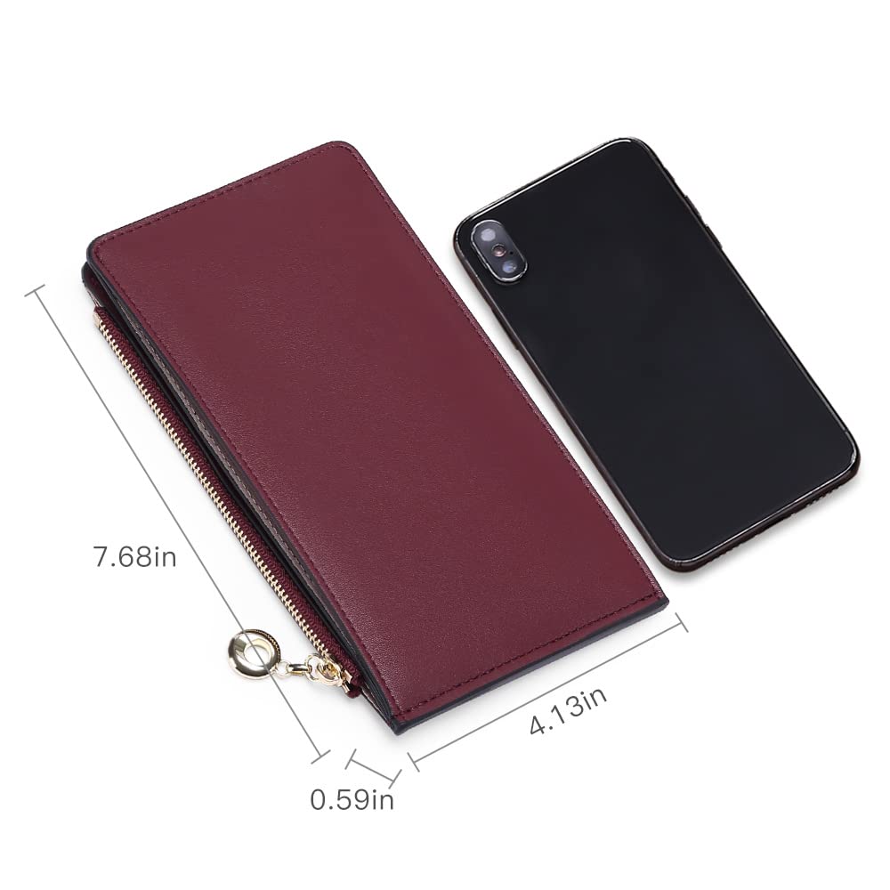 GOIACII Womens Wallet RFID Blocking Slim Bifold Multi Card Case Wallet,Long Credit Card Wallet for Women with Zipper Pocket