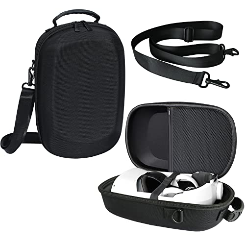 Honghao Protective Case for Quest 2 with Shoulder Strap, Black Heavy Duty VR Carrying Travel Bag for Meta/Oculus Quest 2 Elite Headset Accessories Portable Hard Storage Case