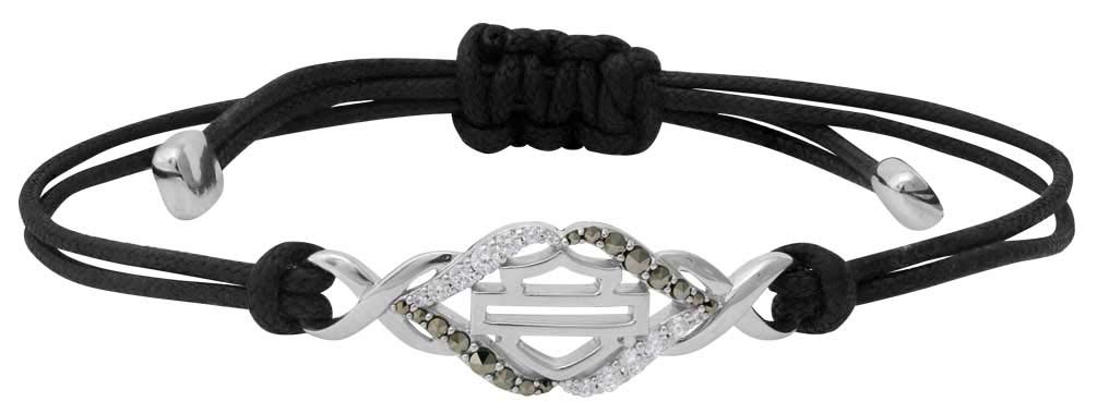 Harley-Davidson Women's Salt & Pepper Twist Embellished Bracelet HDB0400 (7.75)