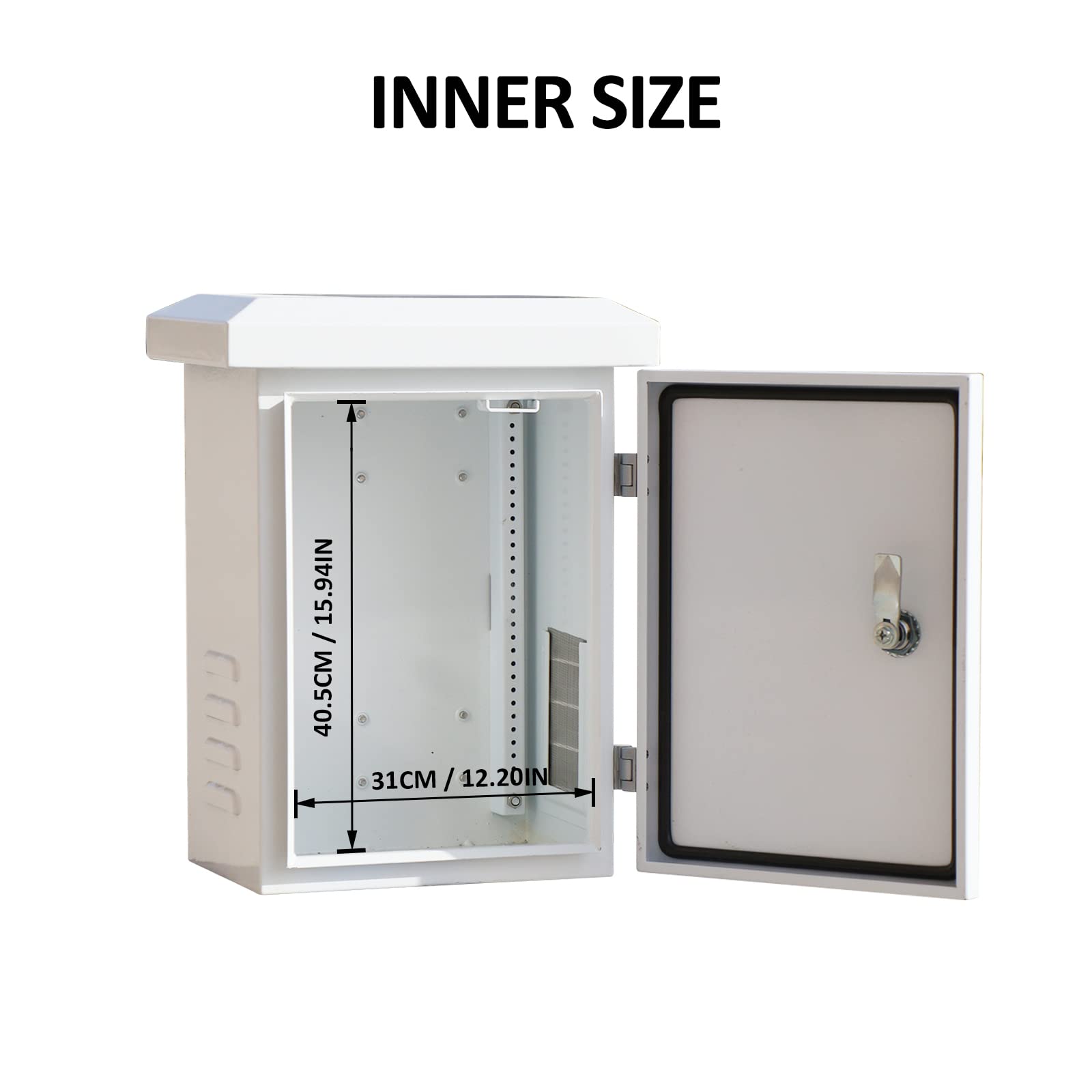 Electrical Enclosure Box Metal Galvanized Plate Enclosure IP Weatherproof Electrical Enclosure NEMA Electronic Equipment Enclosure Box with Internal Mounting Shelves (20x16x8β)