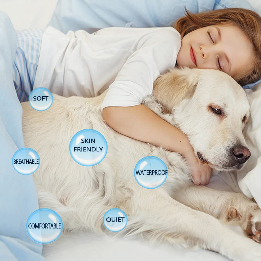 Nicesure Crib Fitted Sheets Waterproof Mattress Protector 12'' Deep Bottom Sheets Mattress Pad Cover Noiseless Soft Breathable Washable Mattress Topper for Kids Pets Adults, 28'' x 52'', White
