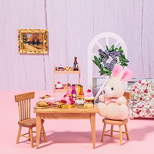 Skylety 92 Pieces Christmas Miniature Food Drinks Toys Christmas Dollhouse Resin Mini Foods for Mini Kitchen Accessories