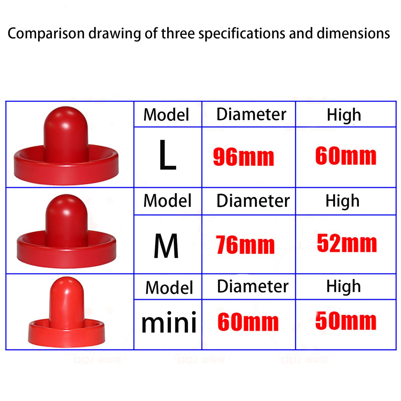 GIYOMI Light Weight Air Hockey Red Replacement Pucks & Slider Pusher Goalies for Game Tables, Accessories,Equipment (2 Striker, 4 Puck Pack)(L)