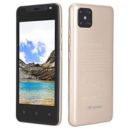 IP 12 Pro 4.66in Unlocked Smartphone, 512MB+4GB, for Android 4.4.2, 0.3MP+ 2MP,1500mAh, Dual Card Dual Standby Cell Phone, WiFi+BT+FM Supported, Expanded 128GB Memory(Gold)