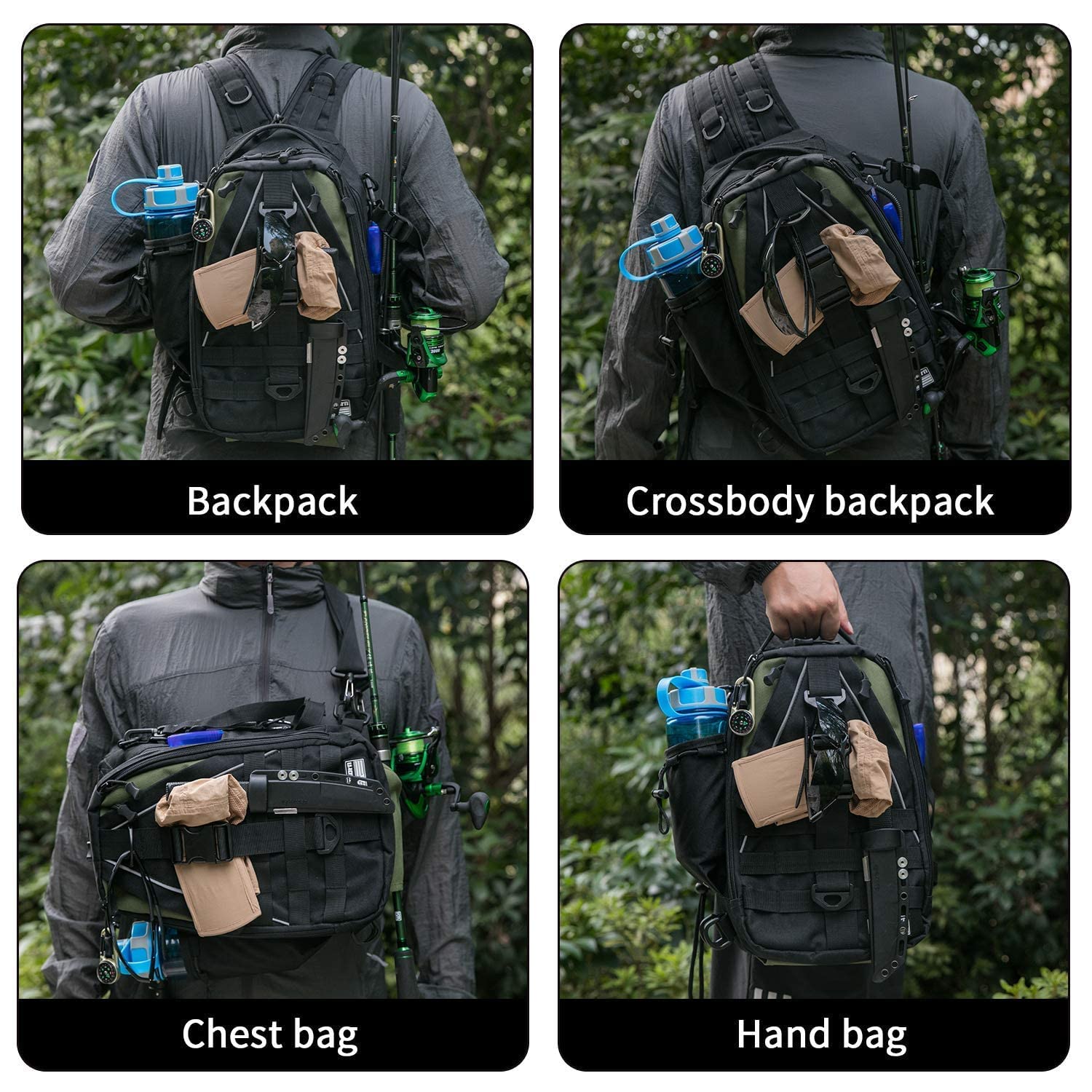Ghosthorn Fishing Backpack Tackle Bag with Spinning Fishing Reel GT 2000 for Saltwater and Freshwater
