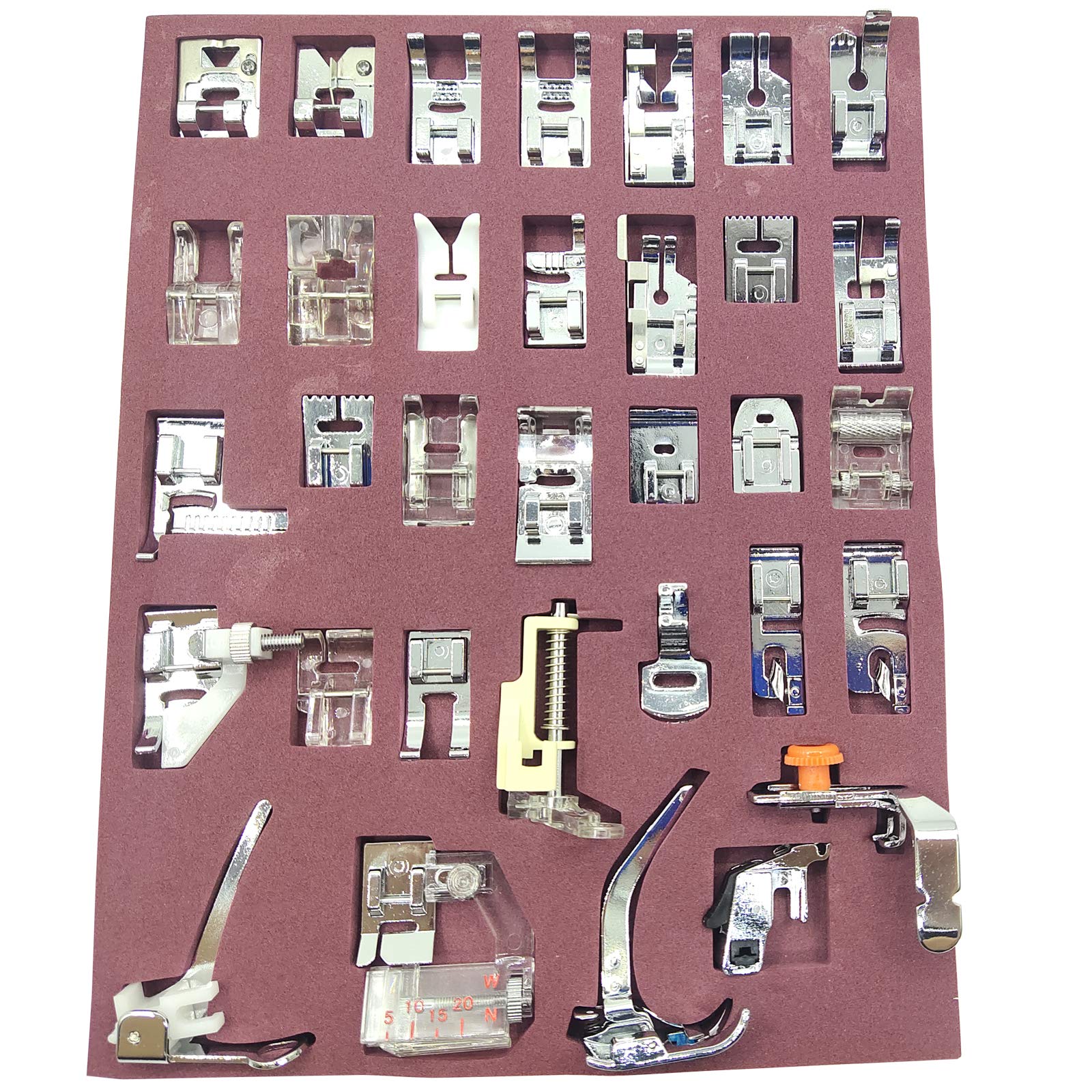 Evniset Professional 32pcs Adapter Sewing Machine Foot Kit Compatible Brother, Babylock, Singer, Elna, etc Multi-Function Sewing Machine (Presser Feet Set)