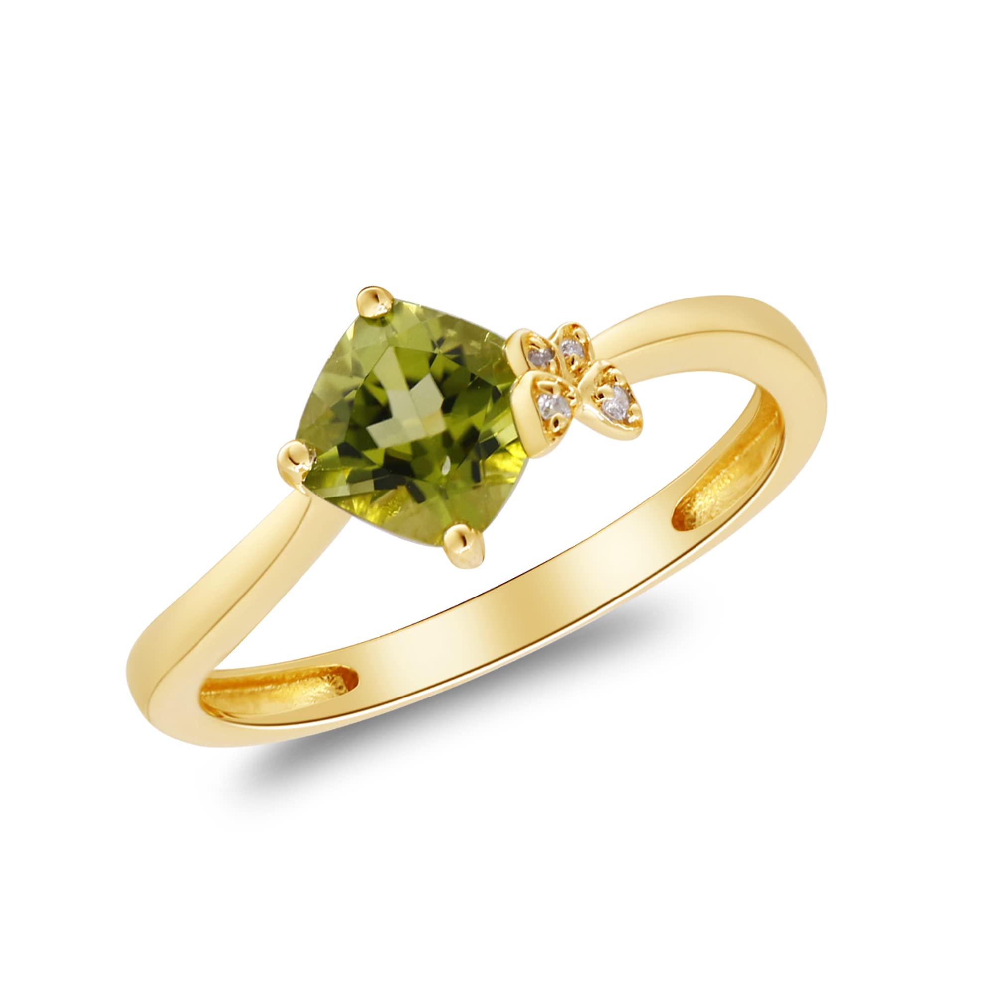 Gin & Grace 14K Yellow Gold With Genuine Peridot & Natural Diamond (I1) Ring for Women.