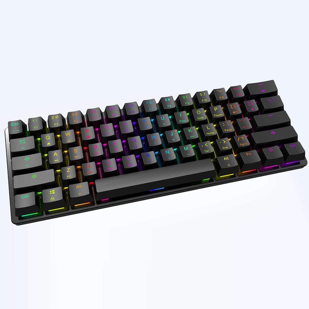 Golanhome 60% Mechanical Gaming Keyboard 61 Keys RGB Magic Refiner MK21 Mechanical Keyboard Portable Gaming Office Keyboard for PC Mac Gamer