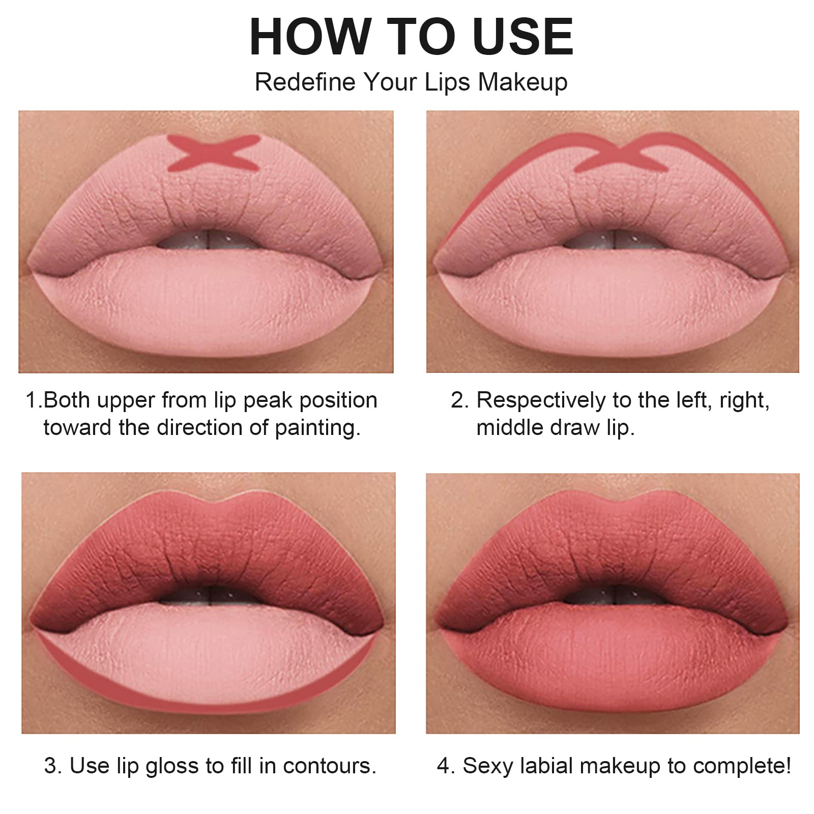 KIMIEYE 6Pcs Lip Liner + Matte Liquid Lipstick Set, Super Long Lasting Waterproof Non-Stick Cup Velvety Nude lipstick Kit, High Pigmented Lip Makeup Gift Set for Women (6PCS,Set A)