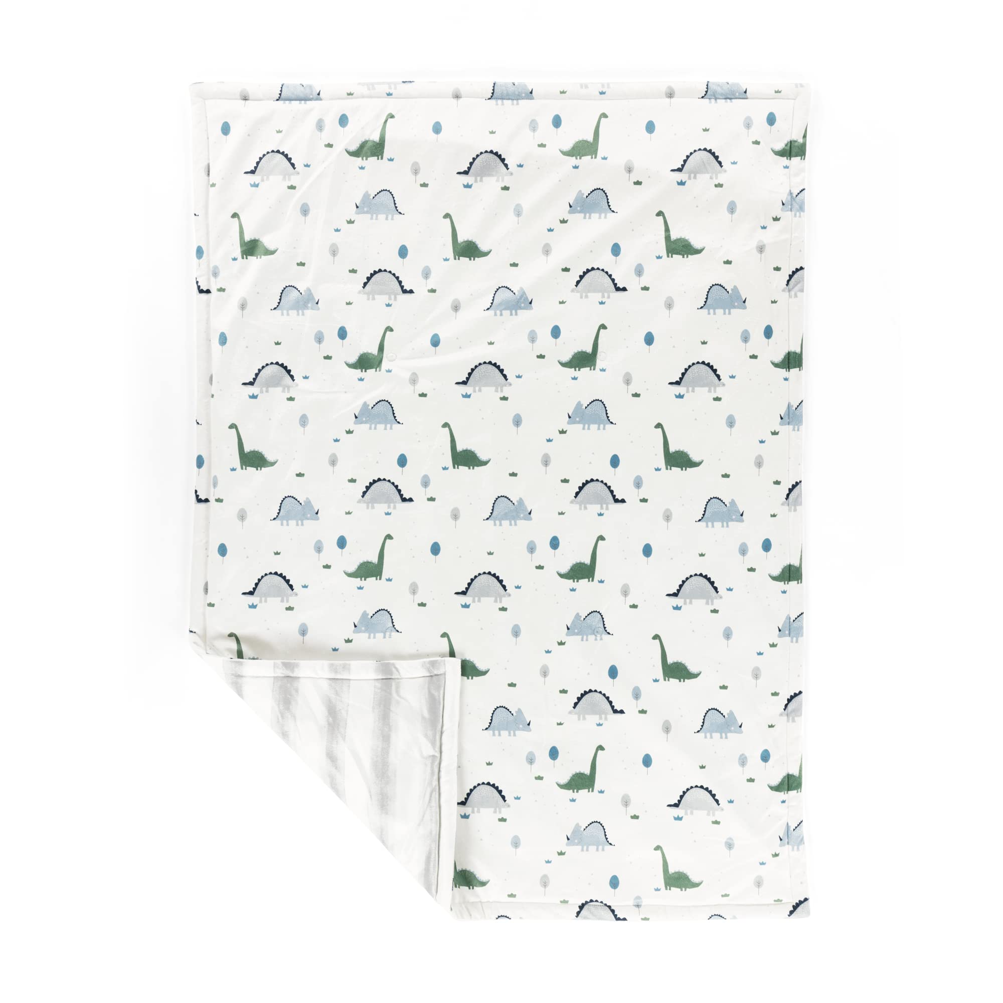 Lush Decor Baby Dinosaurs Roar Reversible Soft & Plush Oversized Blanket, 50" x 36", Dusty Teal & Gray