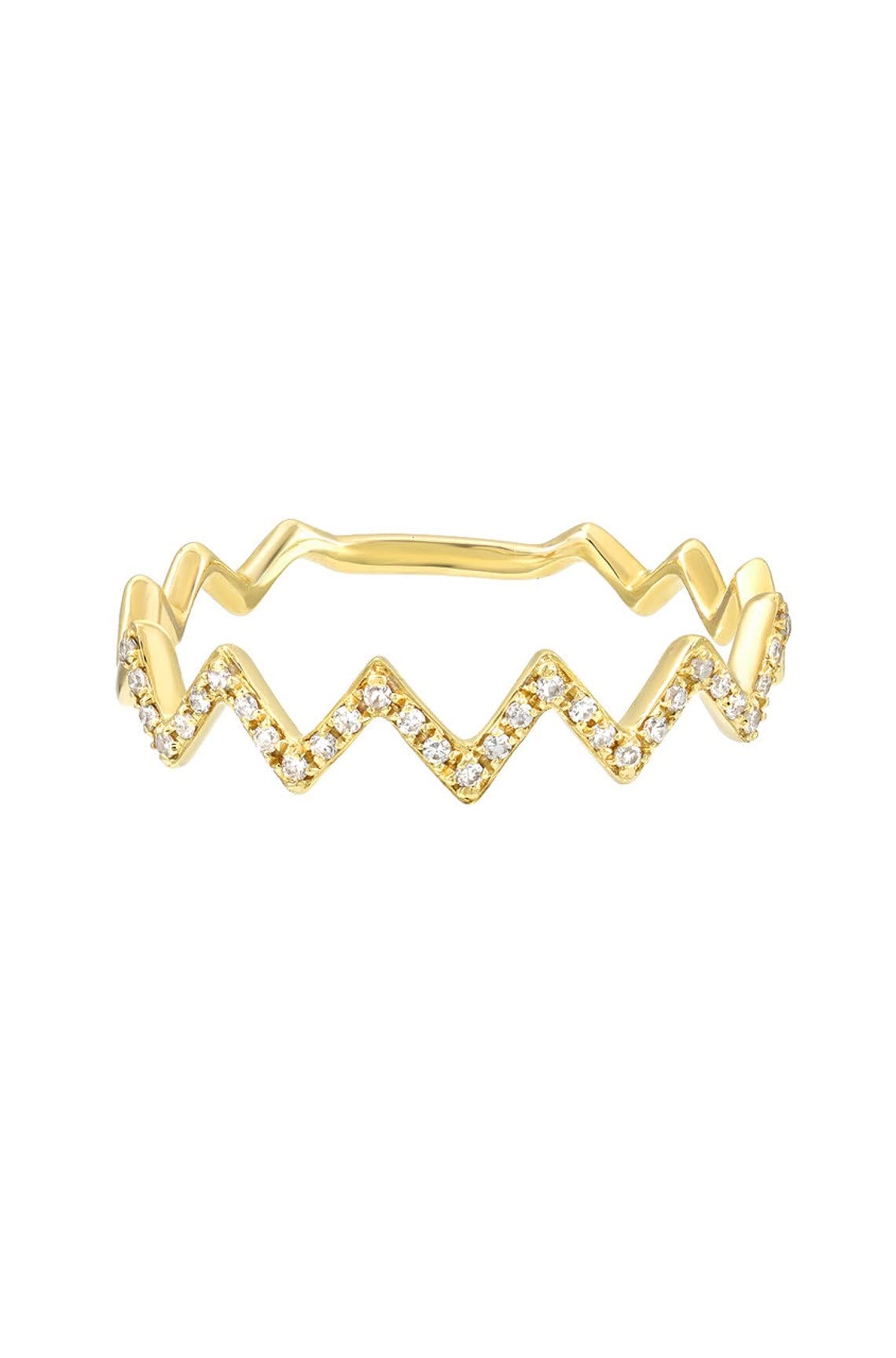 Highs and Lows Inspirational Ring, Mother's Day Gift, Beautiful Women's Ring Real Natural CZ Ring Sterling Silver Zig Zag Yellow,White 10 US