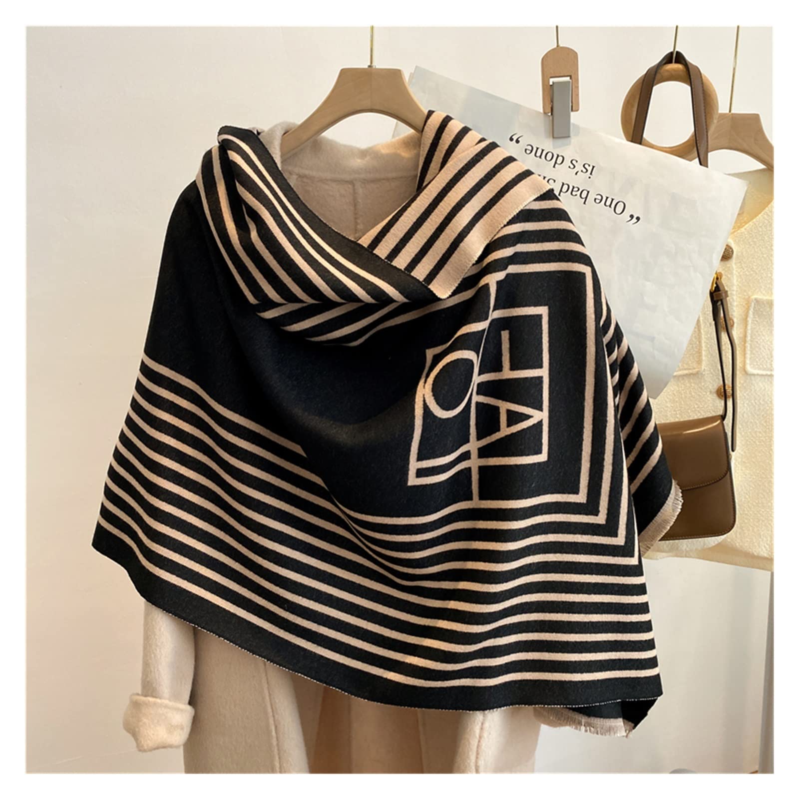 GPPZM Winter Head Scarf for Women Cashmere Scarves Shawl Wrap Thick Blanket Poncho Bandana (Color : E, Size : One Size)