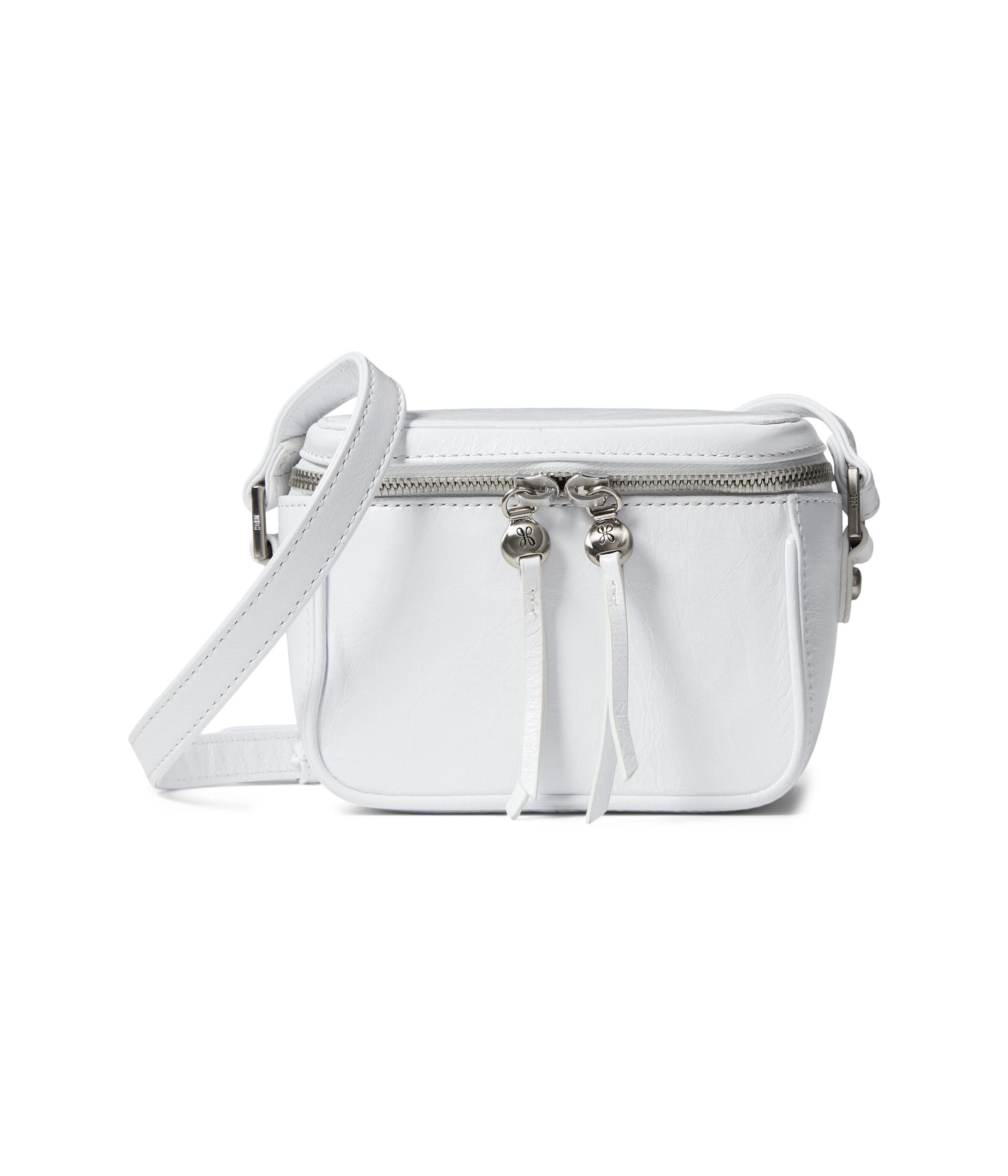 HOBO Pixie Crossbody Bag for Women - Leather Construction with Sandle-Wood Polyester Lining, Zippered Closure, and Crossbody Strap Optic White One Size One Size