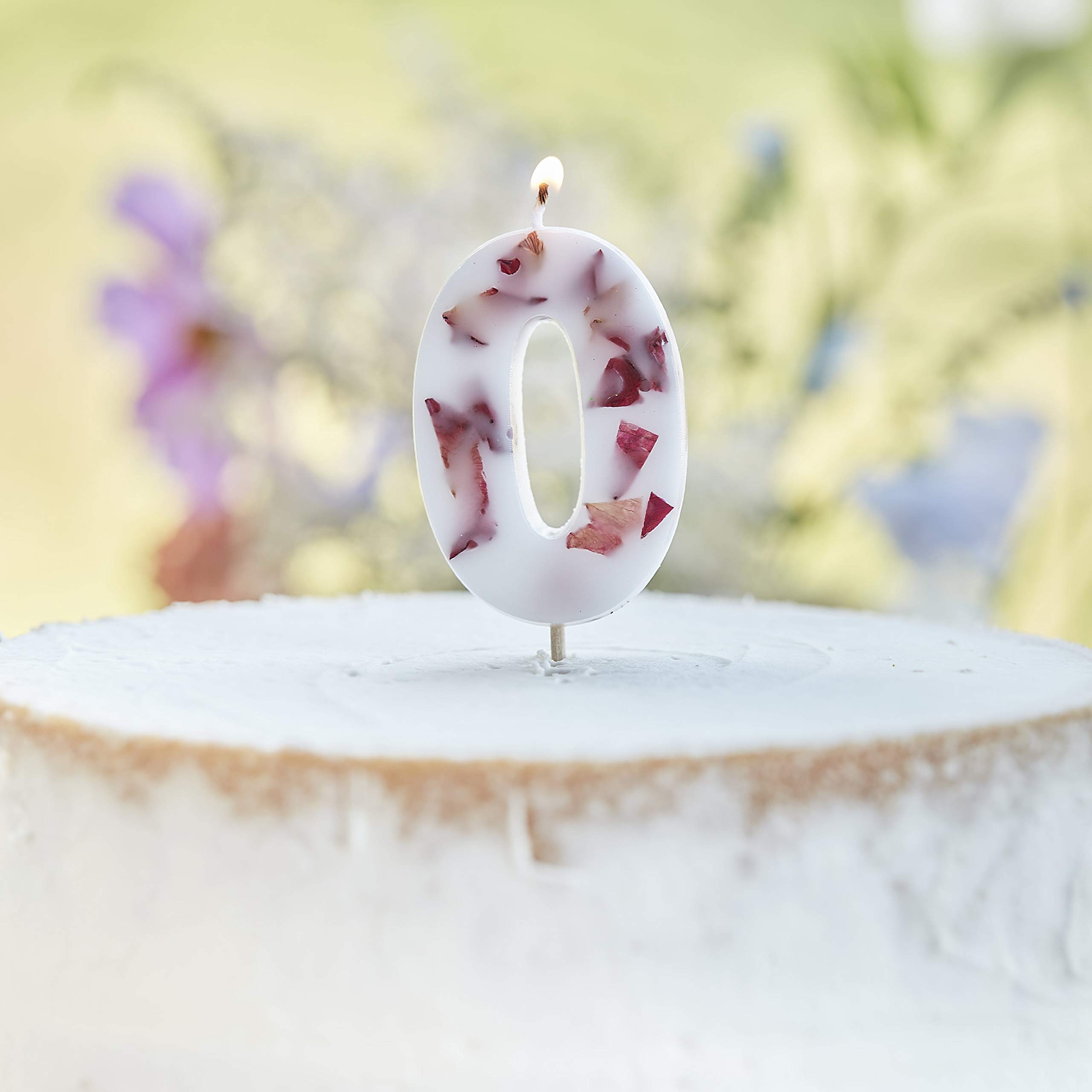Ginger Ray Pressed Petal Number 0 Birthday Party Candle