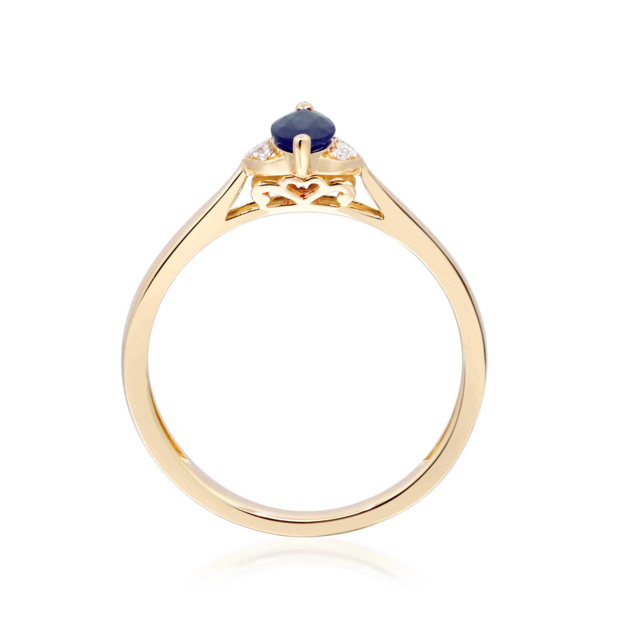 Gin & Grace women's 14K Yellow Gold With Natural Blue Sapphire &Natural Diamond (I1) Ring QA1210R-BS-7 7