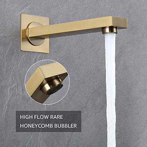 Iriber Champagne Bronze Rain Shower System with Waterfall Tub Spout 3 Function Brush Gold Shower Faucet Set Contain 12 Inch Shower Head and Handheld Brushed Brass Shower Trim Kit (Valve Included)