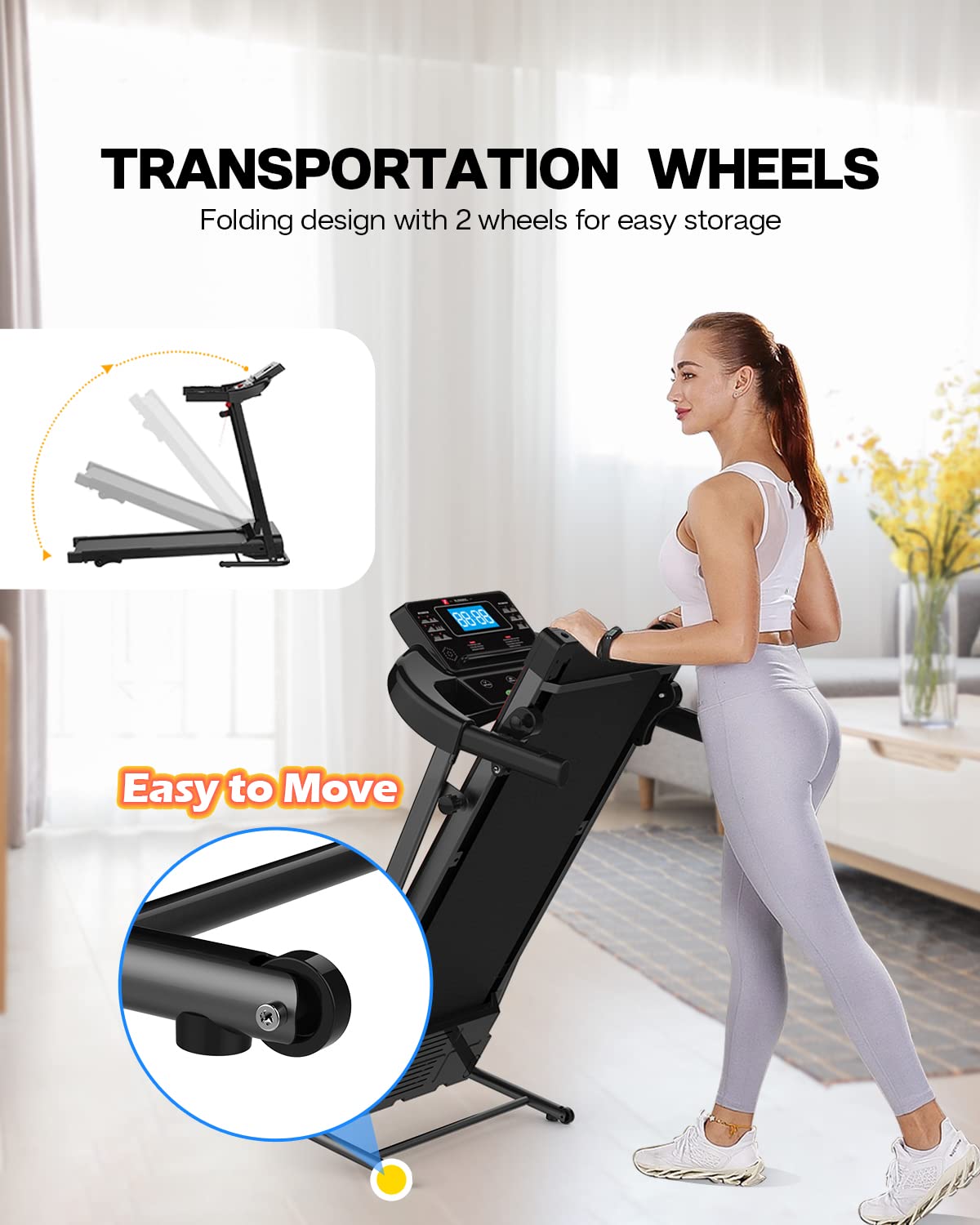 FYC Folding Treadmills for Home with Incline/Bluetooth- 2.5 HP Compact Electric Running Machine Fitness Walking Exercise Portable Treadmill for Space Saver Gym Office