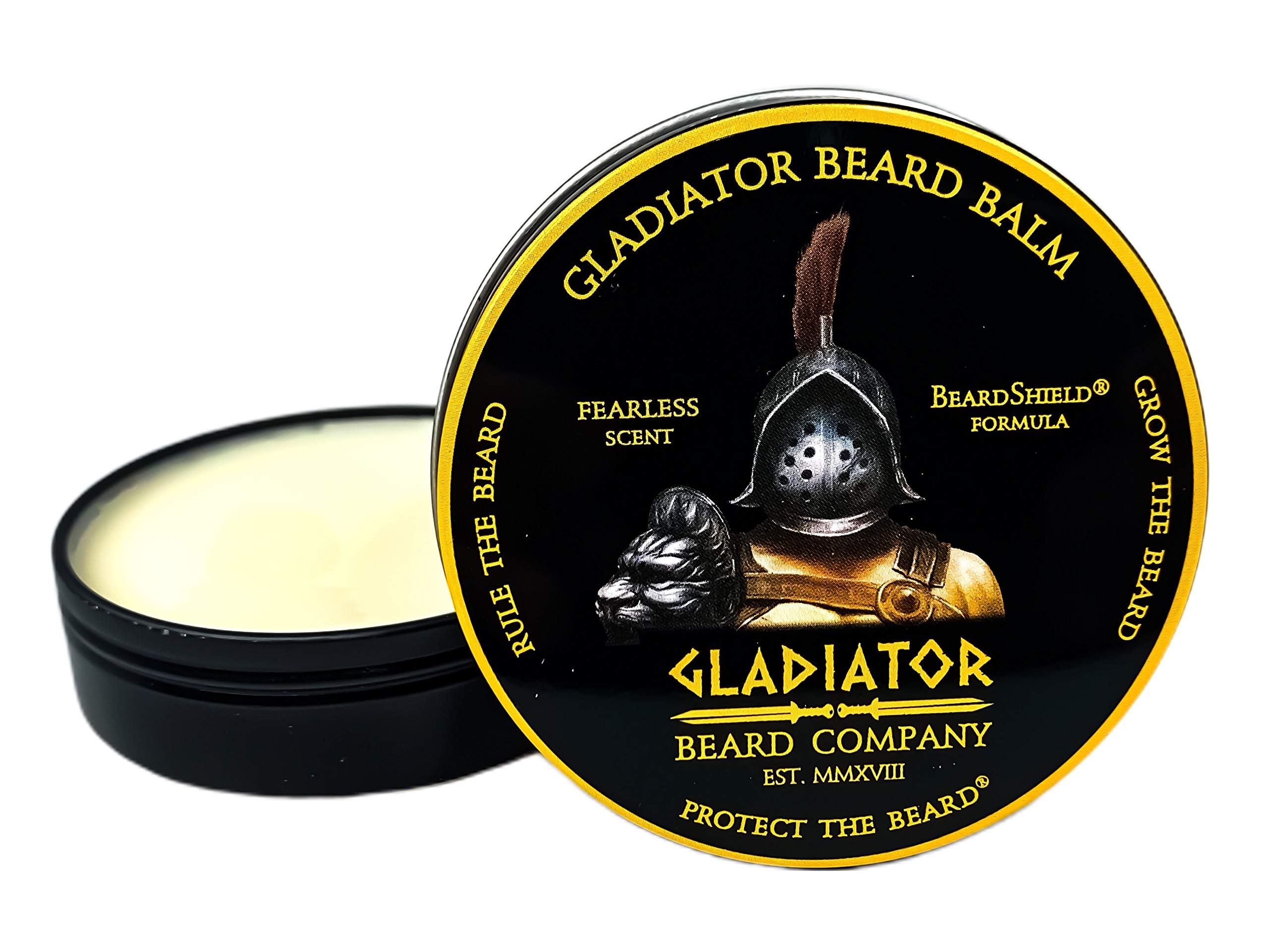 Gladiator Beard® Conditioning Balm (2.6 oz.) – Fearless Scent - Gladiator Sized 2.6 oz, 30% More Than Most Beard Balms – Ultra-Rich BeardShield® Formula Designed to Tame and Condition Your Beard