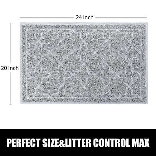 Yimobra Cat Litter Mat, 24"x20" Litter Box Mat with Litter Lock Mesh, Soft Durable Cat Litter Mat Litter Trapping Mat, Easy to Clean, Non-Slip, Water Resistant, Litter Free Floors, Grey