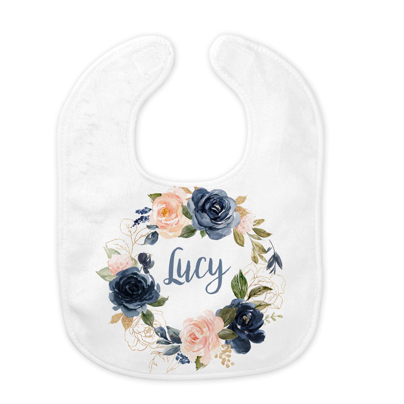 GLAM Polyester Personalized Baby Blanket - 30' X 40' - Navy and Blush Pink Themed - Custom Baby Blankets for Girls