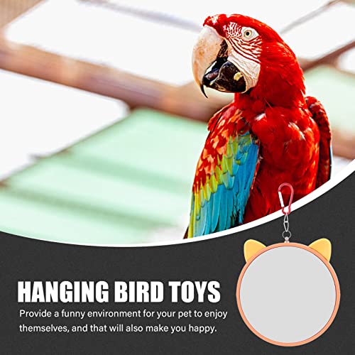 POPETPOP 2Pcs Bird Mirror Parrot Hanging Swing Mirror Toys Bird Interactive Playing Toy for Chicken Cockatiel Parakeets Canaries Budgie Cage Accessories