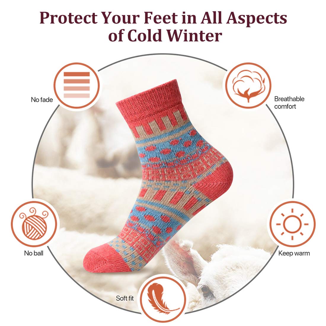 FYC Women Socks Winter - Gifts for Women - Warm Thick Soft Wool Socks Christmas Gifts Socks Cozy Crew Socks