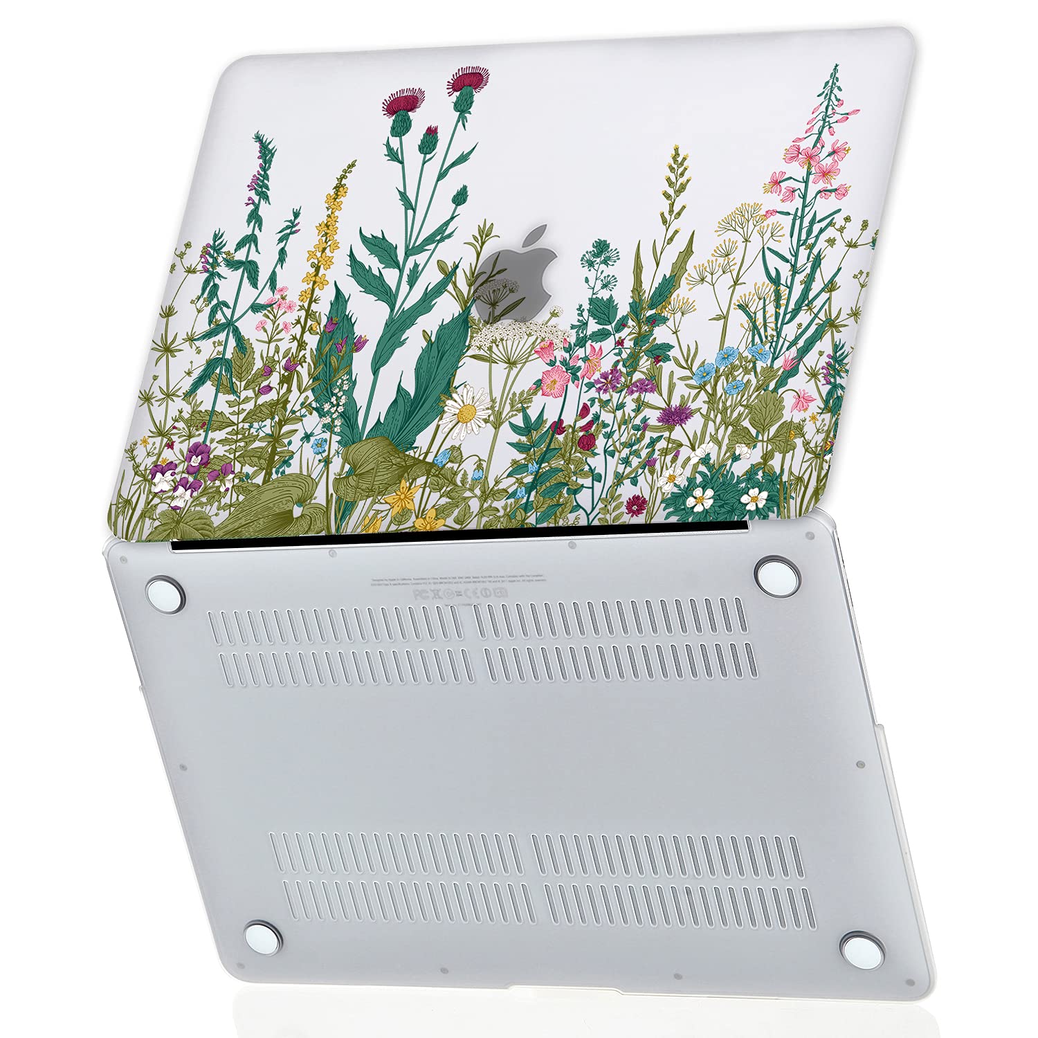 EkuaBot Floral Flower MacBook Air 13 inch Case & Keyboard Cover (A2681 M2 Chip, Newest Version 2022 Release), Matt Clear Rubber Coated Soft Touch Hard Case Only Compatible MacBook Air 13.6 in